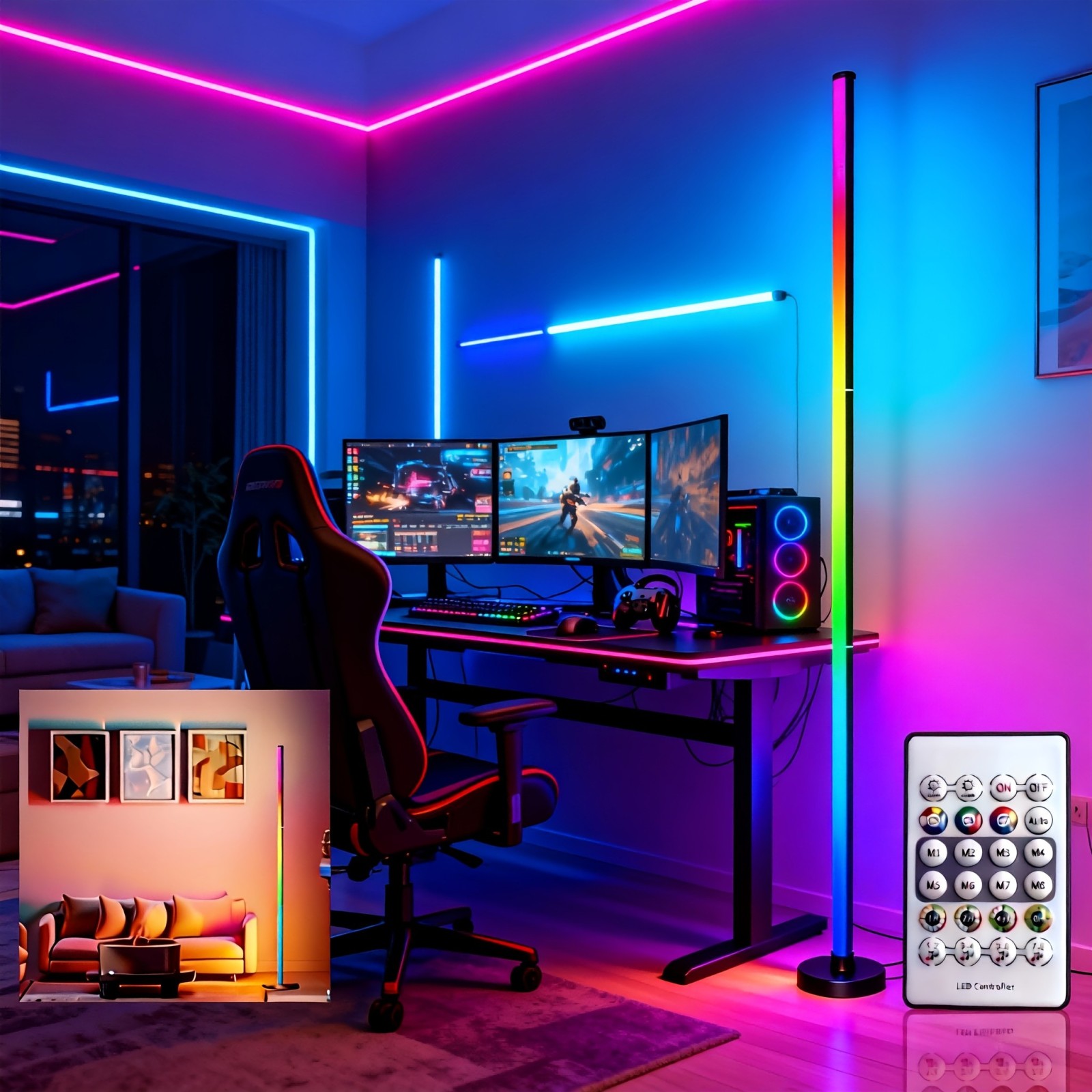 RGB Corner Floor Lamp – Immersive Lighting for Modern Living Spaces