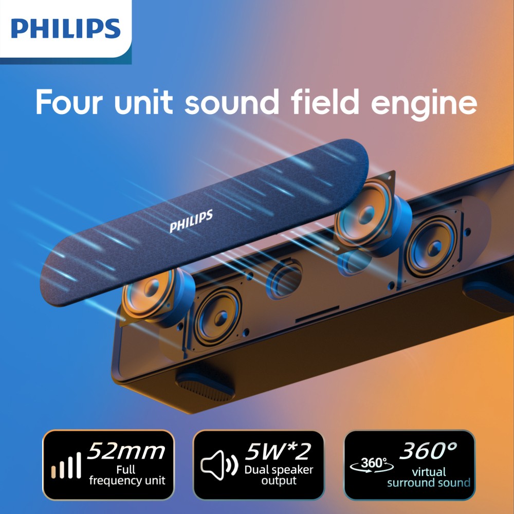 Philips Wired BT 5.3 Gaming Speaker — RGB Desktop Soundbar for ...