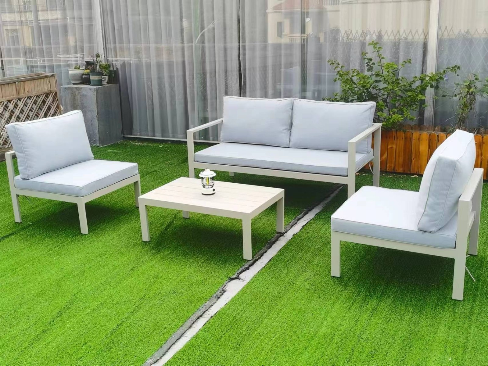 Modern Outdoor Balcony Lounge Set with Dining Table